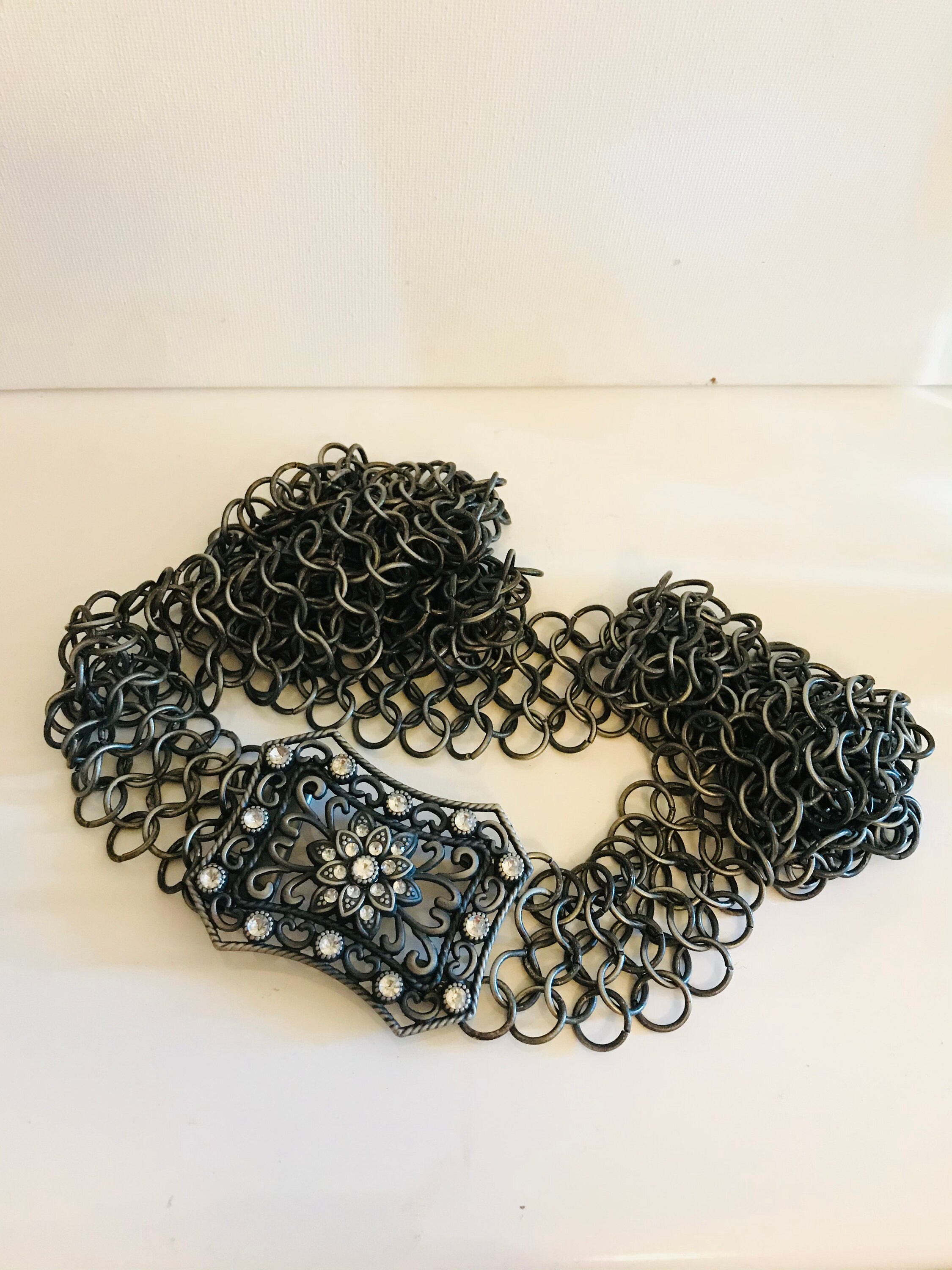 Vintage Chain Belt With Rhinestones. - Etsy