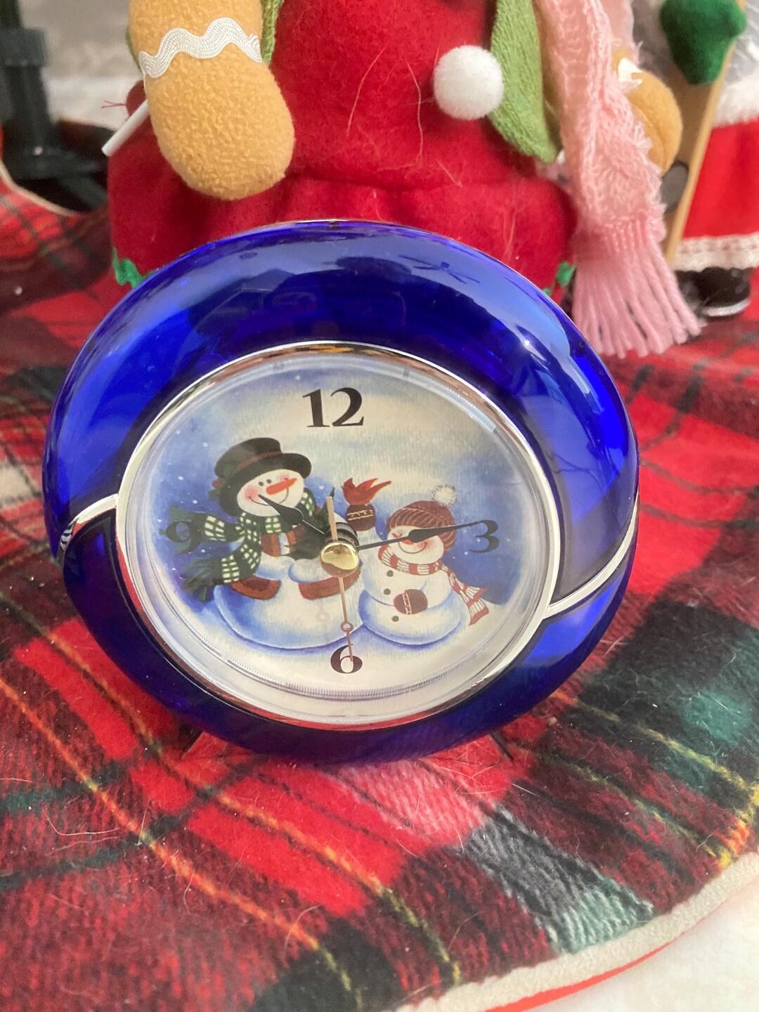 Vintage Tozai Decorative Quartz Christmas Table Snowman Blue Clock. - Etsy