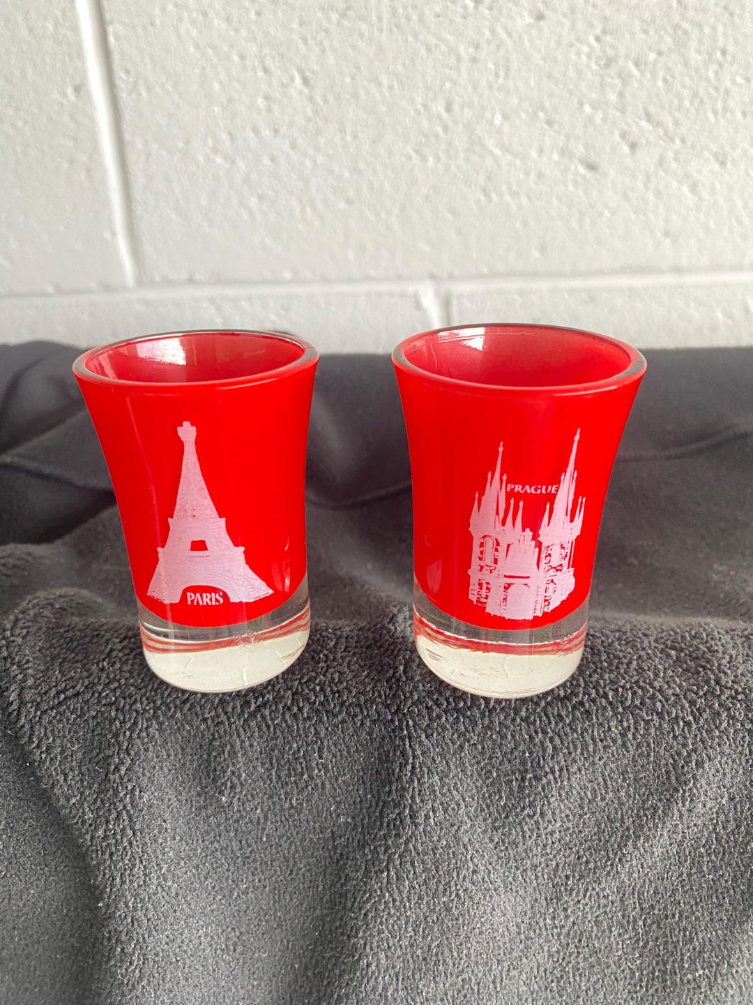 Paris Prague Red Glass Shot Glasses, Set of 2 - Etsy