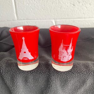 Paris Prague Red Glass Shot Glasses, Set of 2 - Etsy