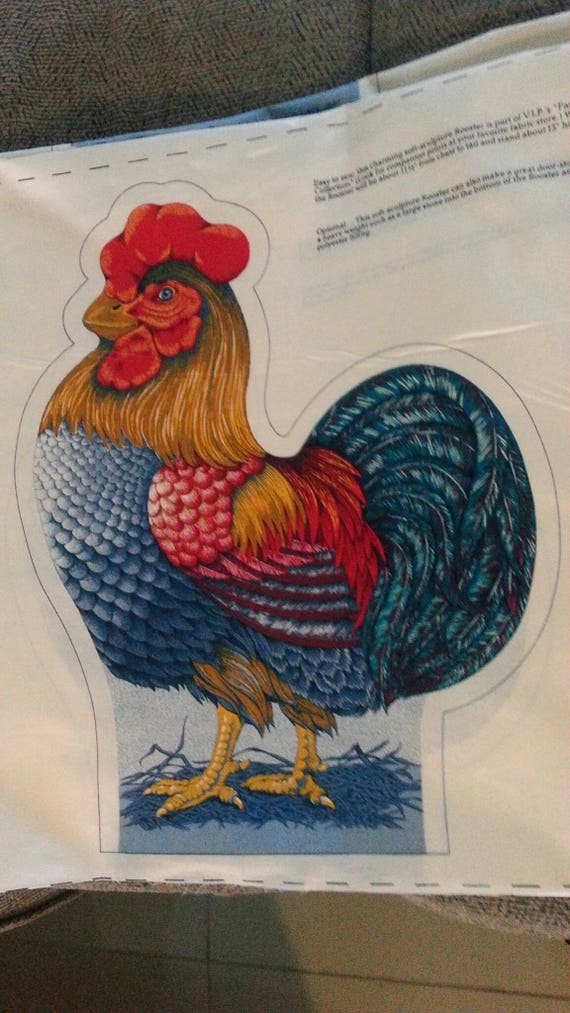Rooster Cranston Print Works Co. Fabric Panel. Pillow Making | Etsy