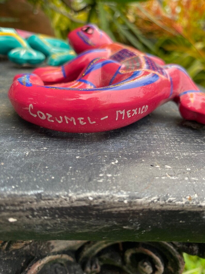 Hand Painted Clay GECKO LIZARD, Set of 2, Made in Cozumel, Mexico. - Etsy