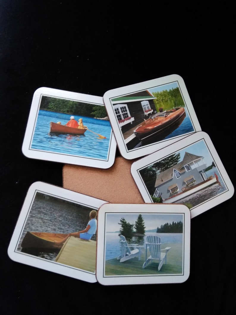 Vintage Summer Scenes Coasters. Six Nautical Coasters Summer | Etsy