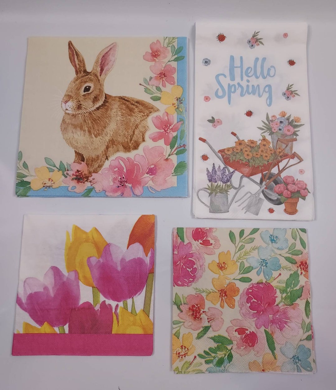 Set of 8 Spring Themed Napkins for Decoupage / Junk Journal ...