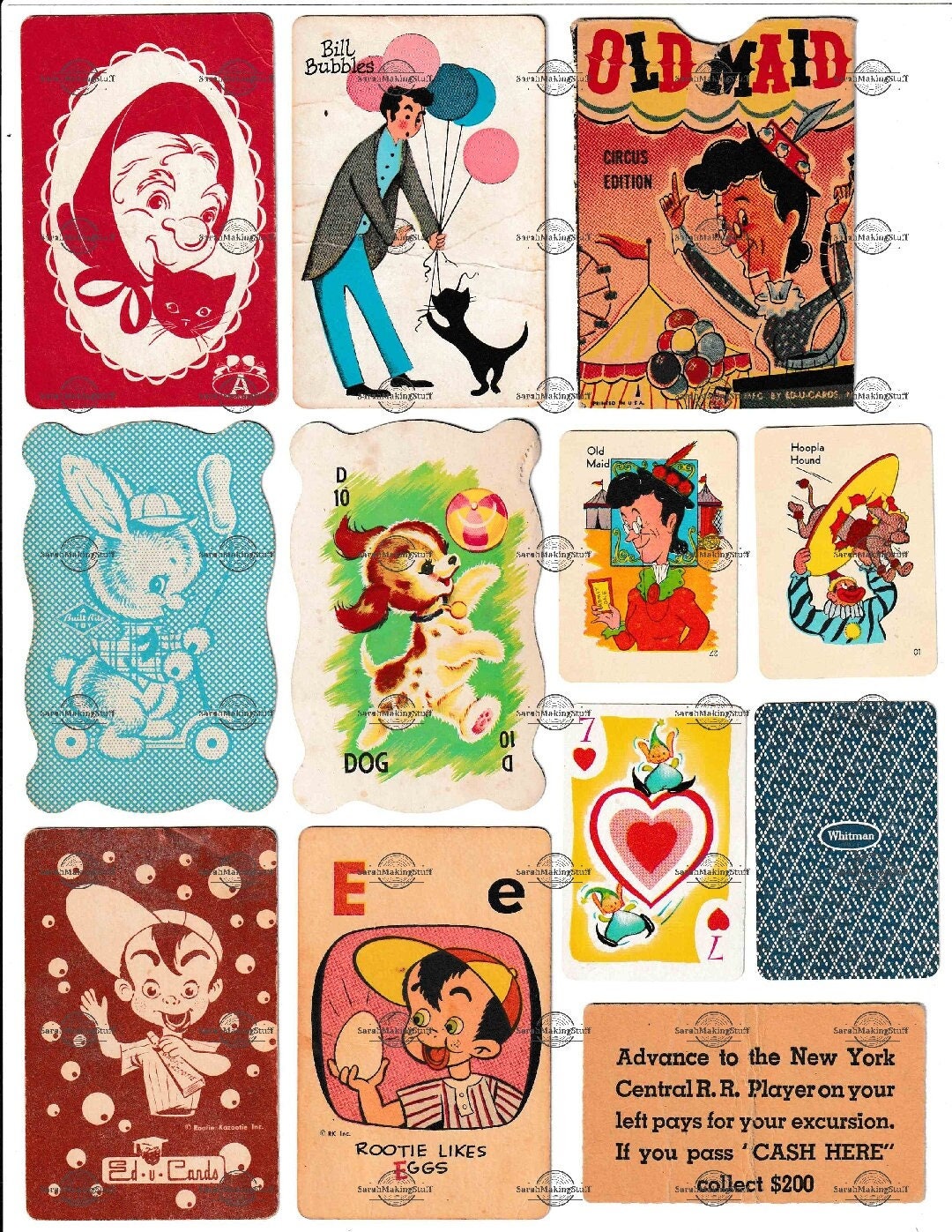 Printable Vintage Game Digitals / Vintage Card Game Digitals / Junk ...