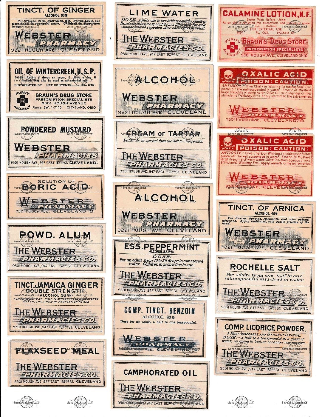 Printable Vintage Phamacy Label Digitals / Digital Pharmacy Labels ...