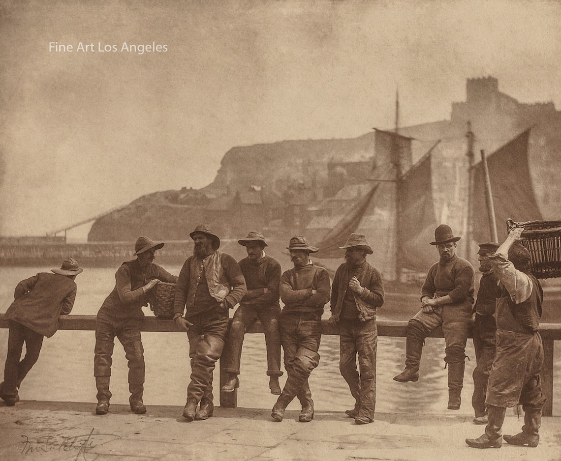 Frank Meadows Sutcliffe Photo "whitby Fishermen, Along the Harbour Rail ...
