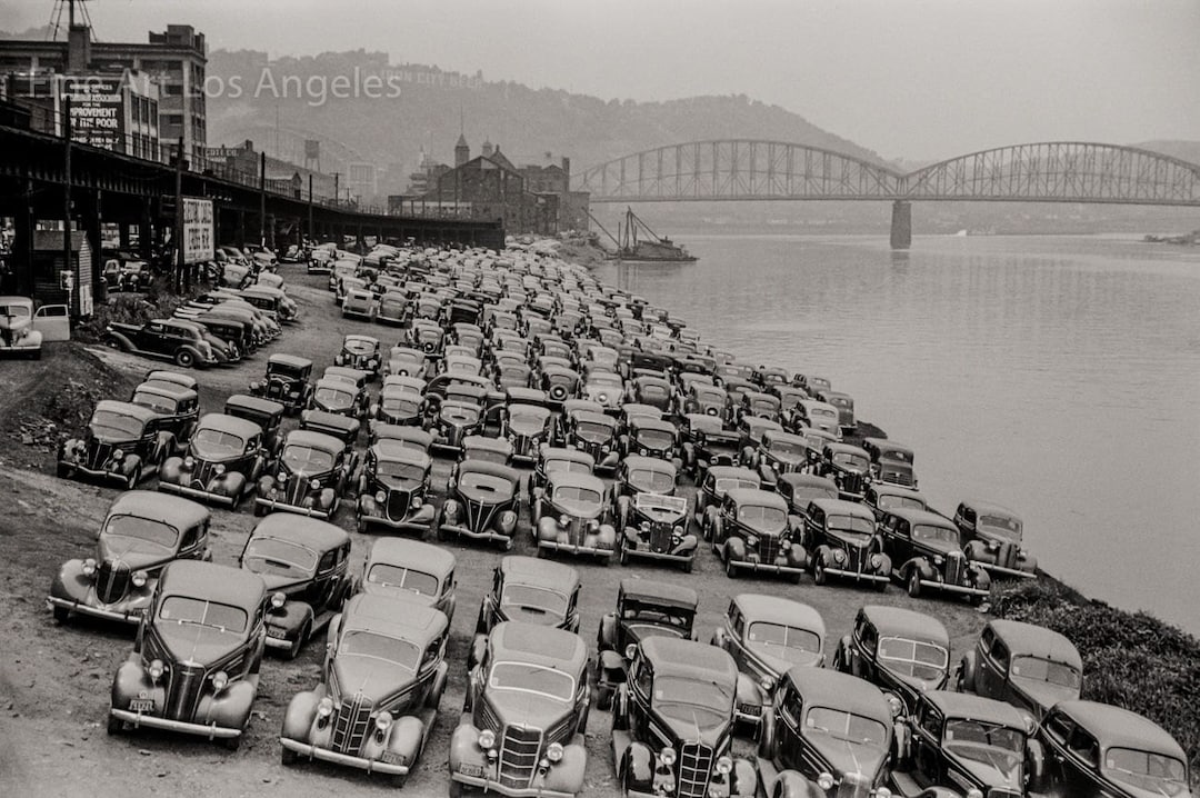 Arthur Rothstein Photo, Cars Parked by Allegheny River, Pittsburgh ...