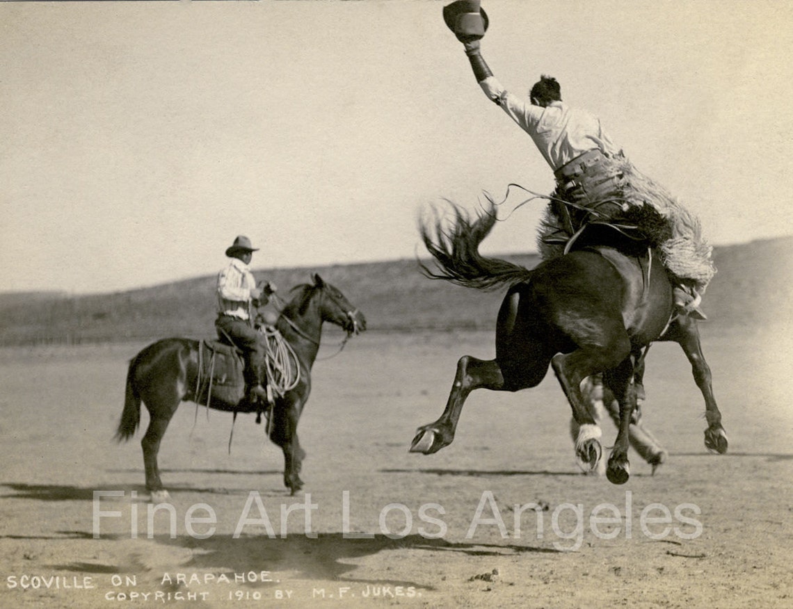 Vintage Photo Cowboy on Bucking Bronco 1910 - Etsy