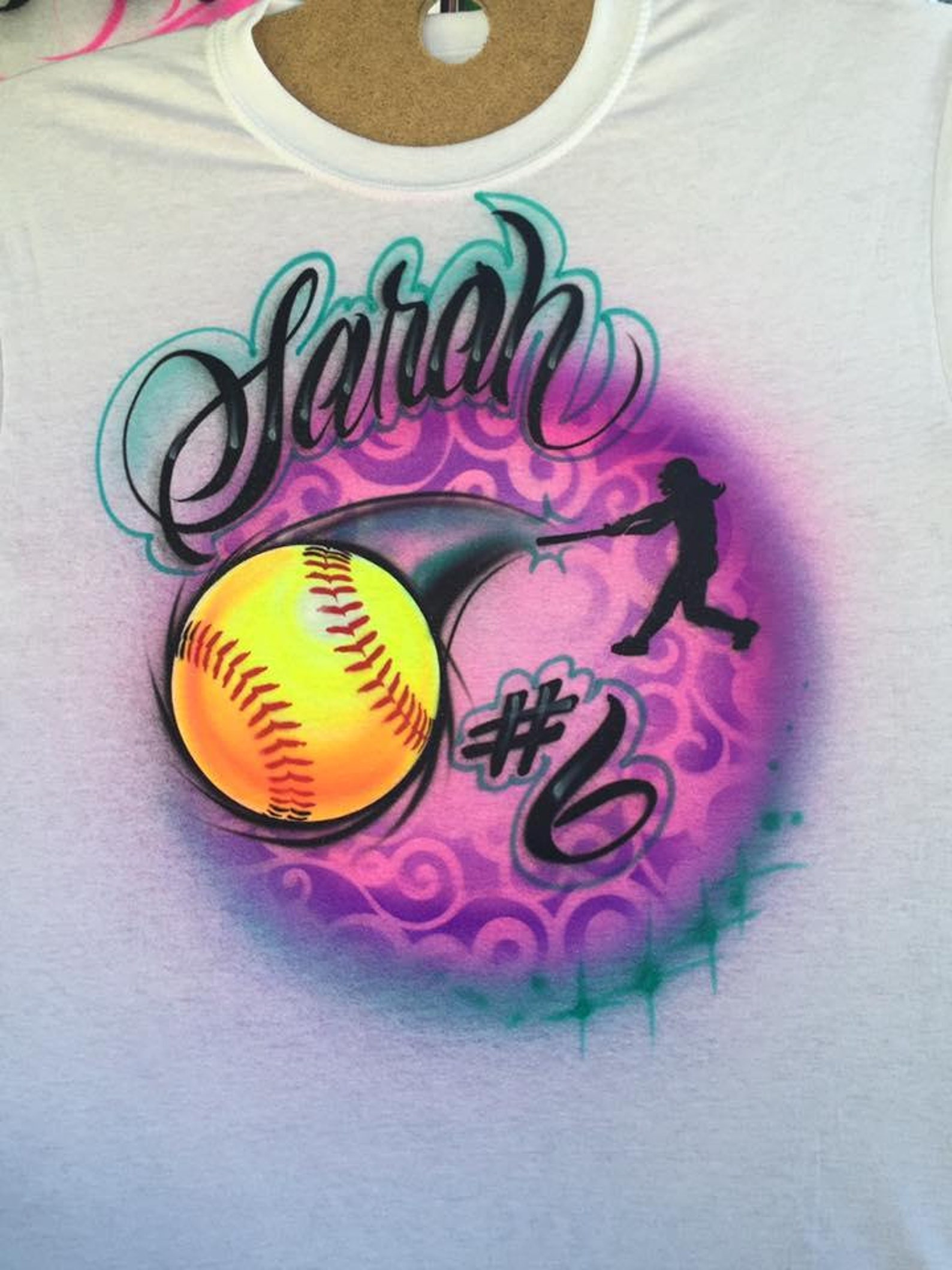 Airbrushed Name Softball Design Tshirtone Sided Design | Etsy