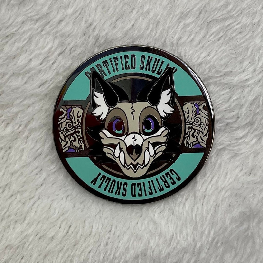 Certified Skully Pin, 1.5" Fursona Species Themed Hard Enamel Badges to ...