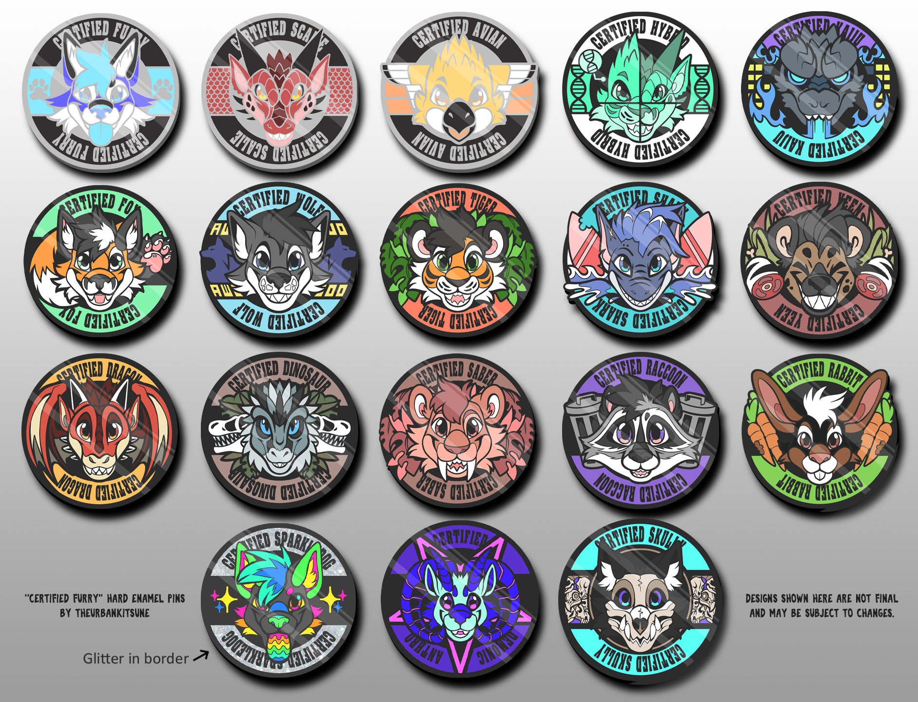 Certified Furry Pins: 1.5 Fursona Species Themed Hard - Etsy