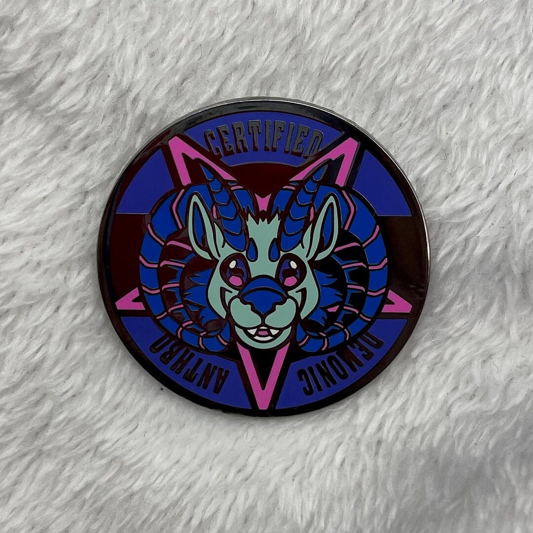 Certified Demonic Anthro Pin, 1.5" Fursona Species Themed Hard Enamel ...