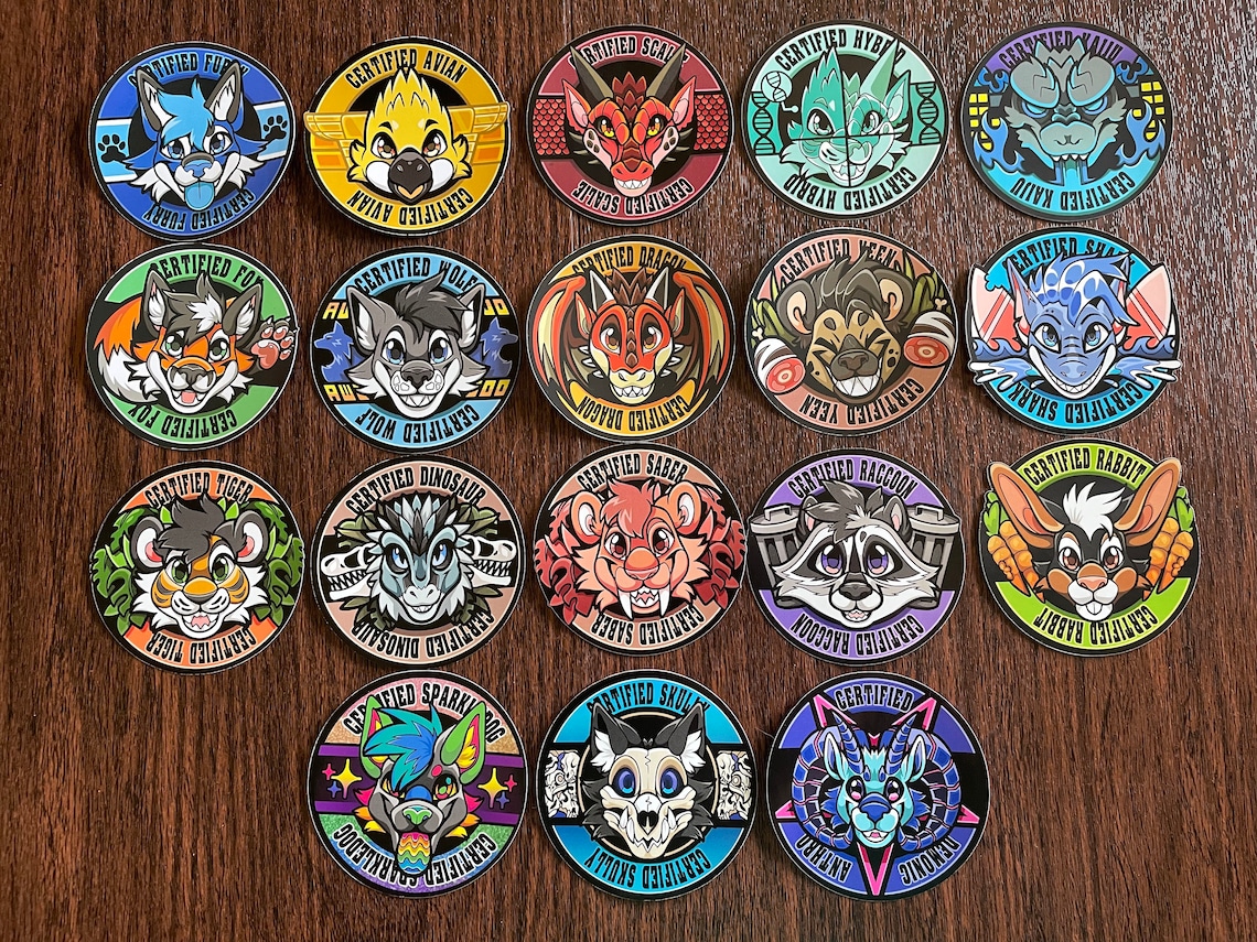 Certified Furry Stickers: 3 Fursona Species Themed - Etsy