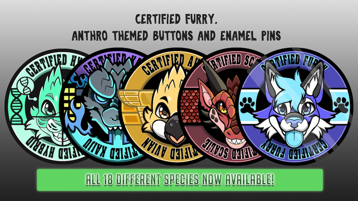 Certified Furry Combo Pack Fursona Species Themed 1.5 - Etsy