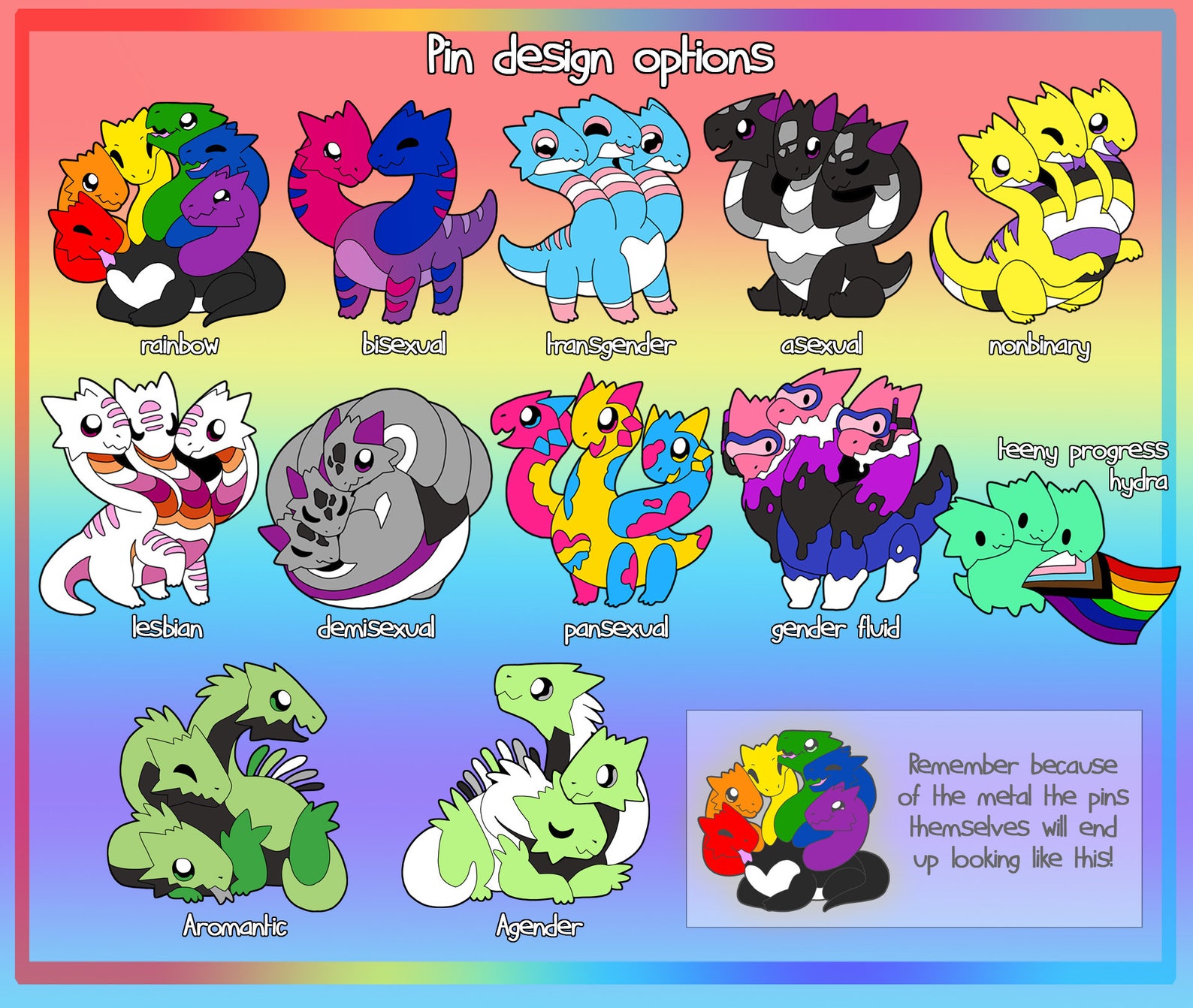 PRYDRA Cute LGBTQ Hydra Pride Flag Hard Enamel Pins and - Etsy