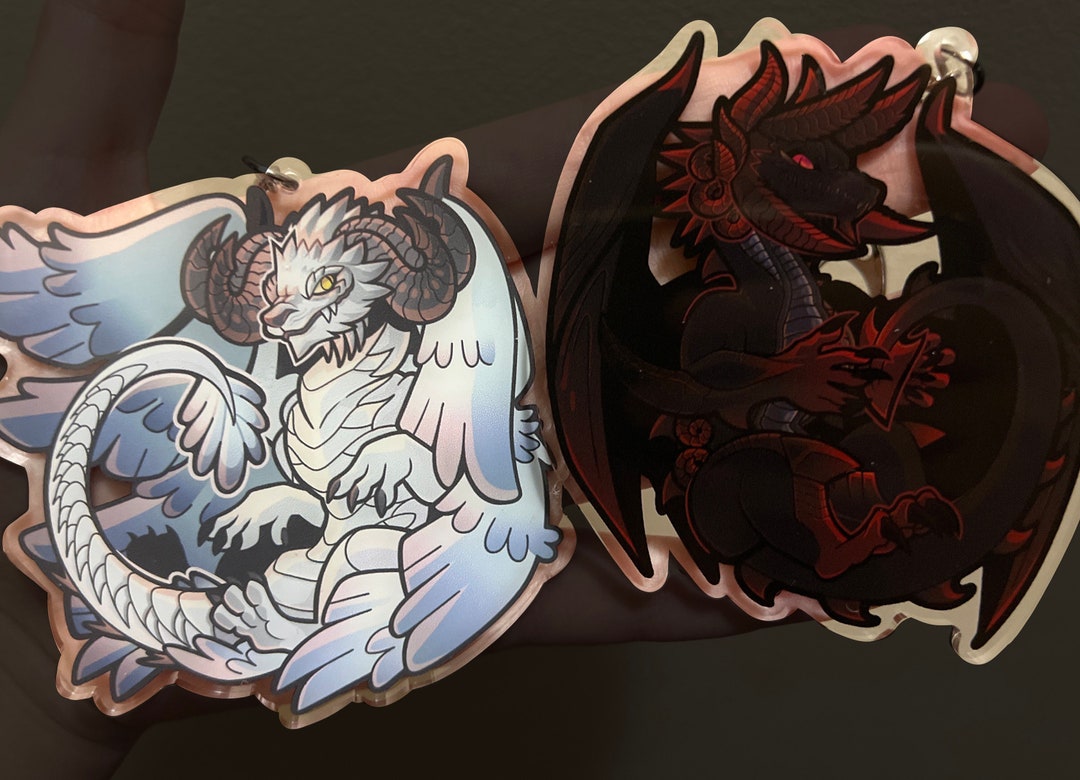 FFXIV JUMBO 3.5" Double - Sided Acrylic Charm | Hraesvelgr & Nidhogg Ft ...