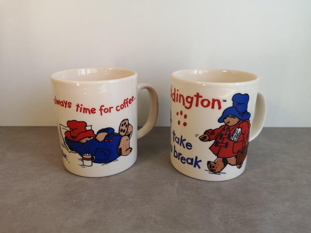 Two PADDINGTON BEAR Coffee Mugs, Different Prints With Text 'it's ...
