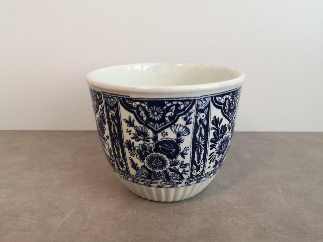 Vintage ROYAL SPHINX Small Blue Flowerpot, Maastrichts Pottery, Made in ...