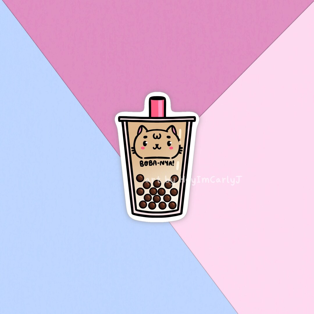 Boba Nya Cat Sticker | Cute Gifts, Waterproof Sticker, Water Bottle ...