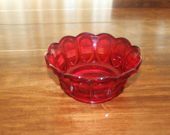 Red glass candy dish | Etsy