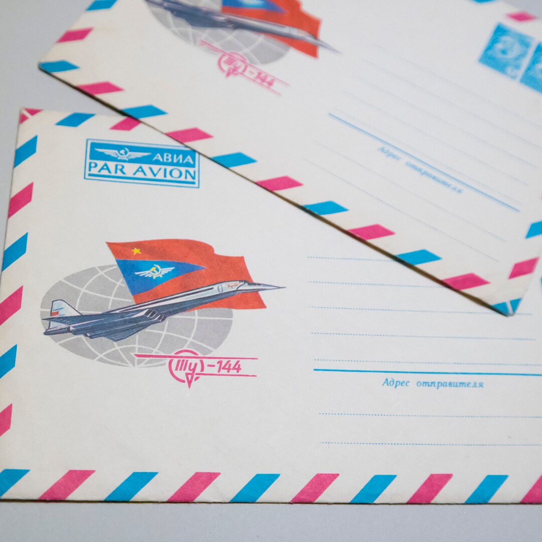 Soviet Vintage Collectible Envelopes 2 Pcs, Par Avion Supersonic ...