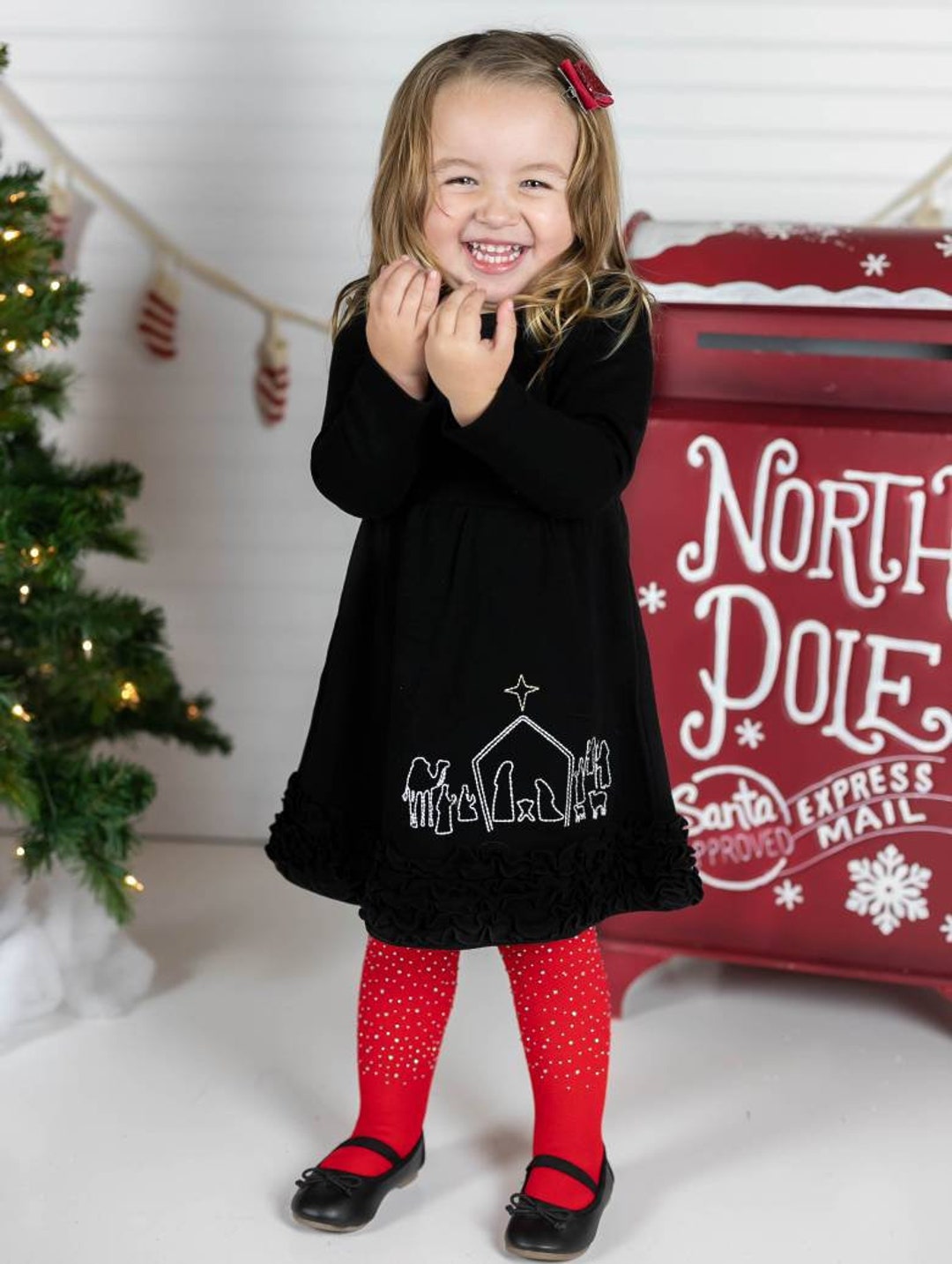Girls Christmas Dress - Nativity Dress - Ruffle Dress - Christmas ...