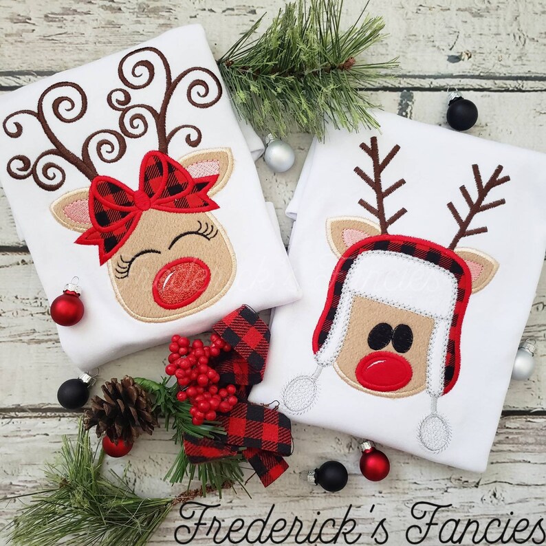 Girls Christmas Shirt Reindeer Shirt Monogrammed Christmas - Etsy