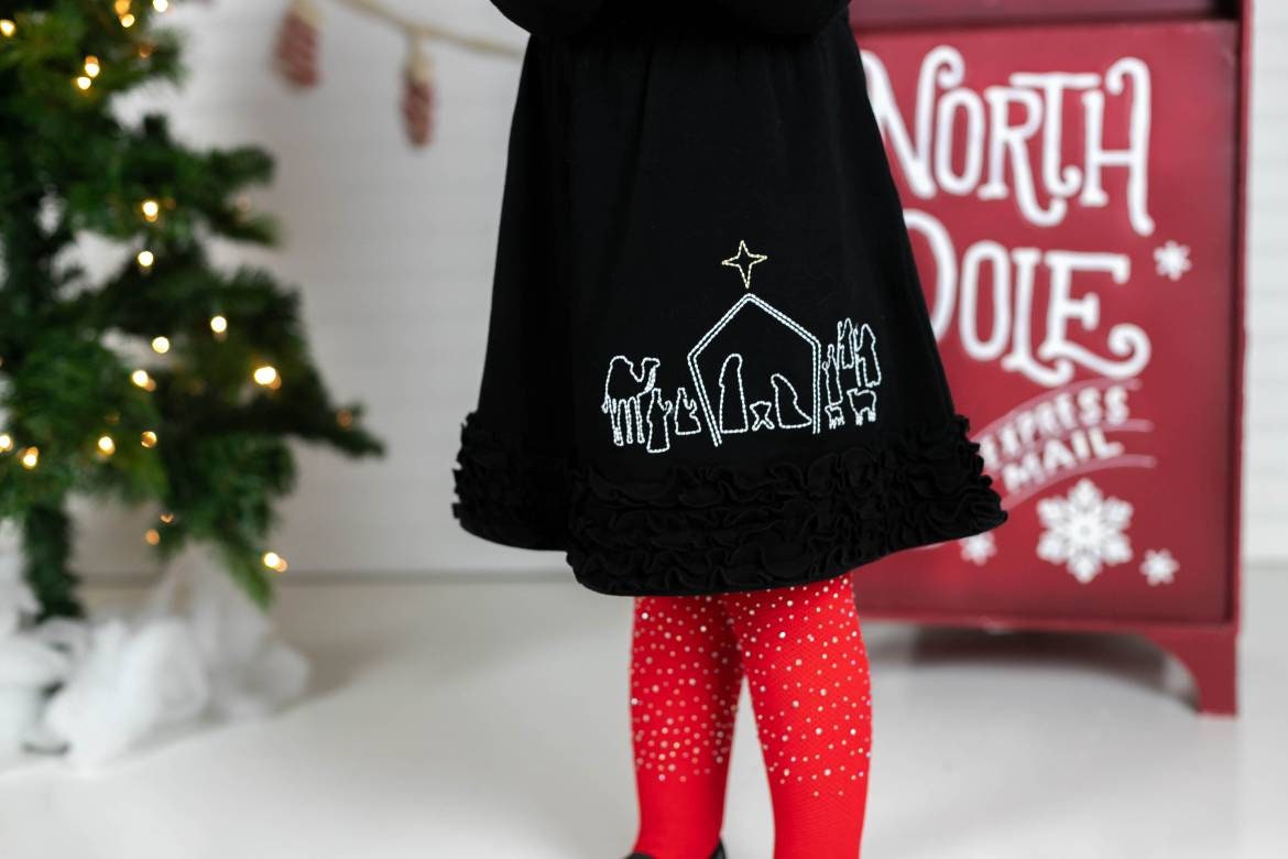 Girls Christmas Dress - Nativity Dress - Ruffle Dress - Christmas ...