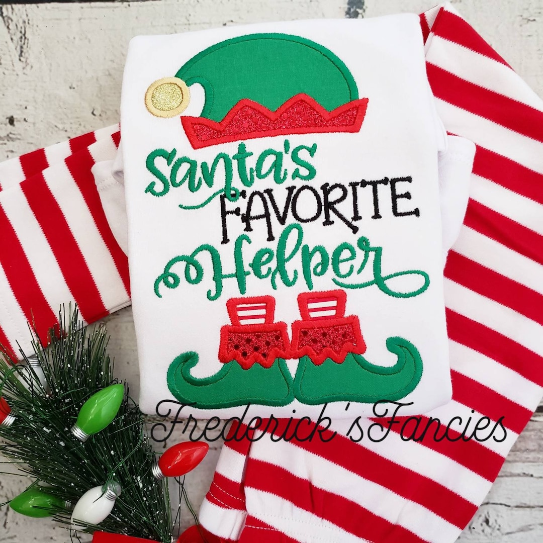 Girls Christmas Shirt - Santa's Helper- Elf Outfit - Christmas Shirt ...