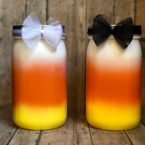 Candy Corn Mason Jar Lantern, 32 Oz Wide Mouth Quart Size, Tea Lights ...