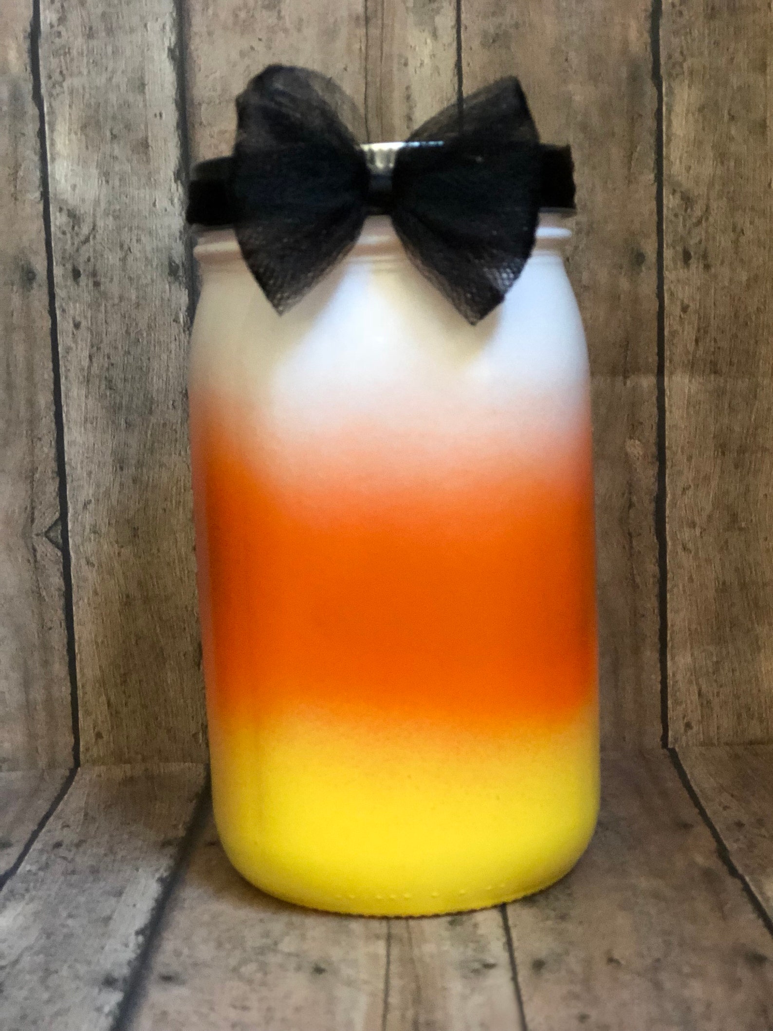 Candy Corn Mason Jar Lantern, 32 Oz Wide Mouth Quart Size, Tea Lights ...