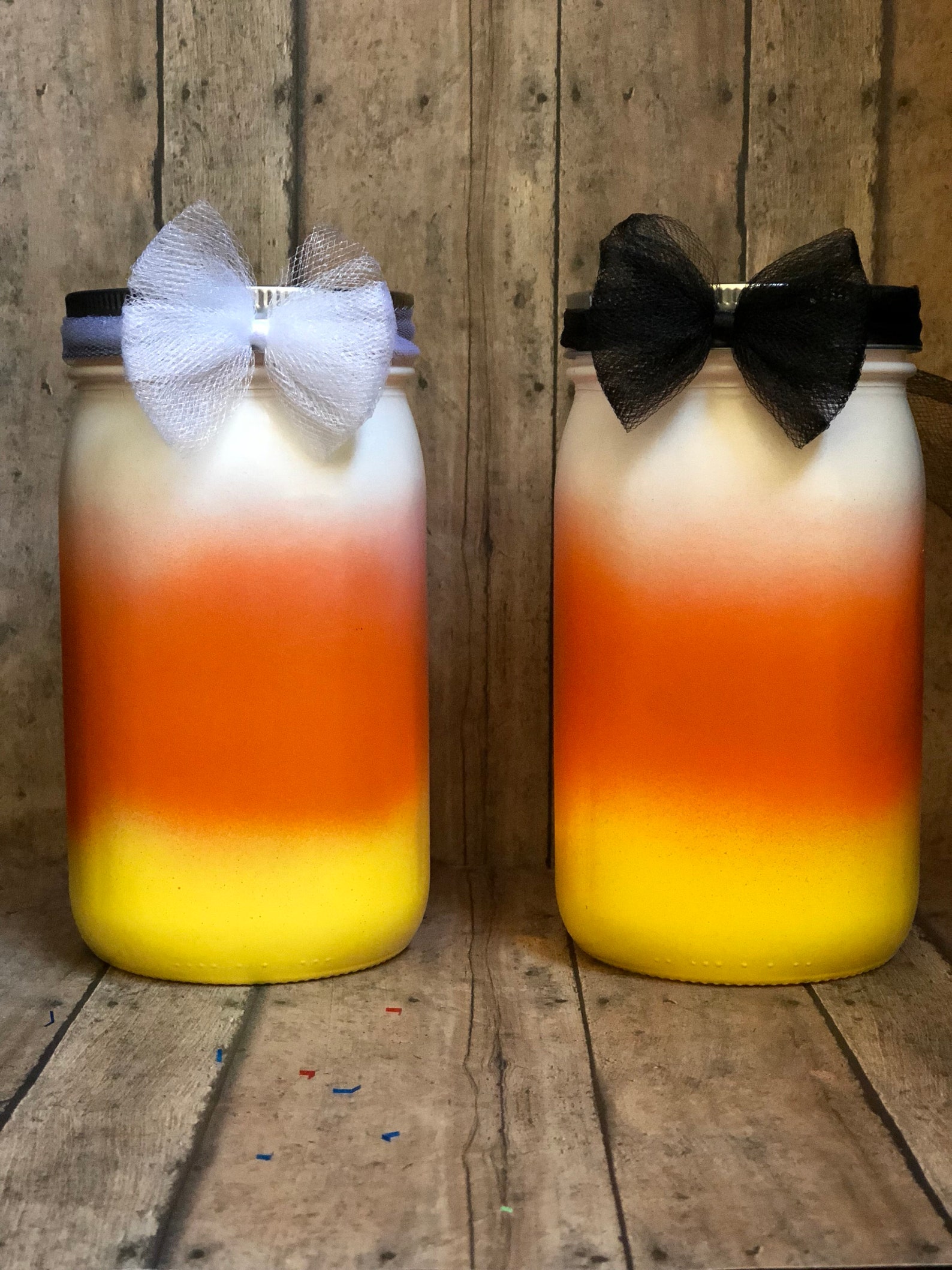 Candy Corn Mason Jar Lantern, 32 Oz Wide Mouth Quart Size, Tea Lights ...