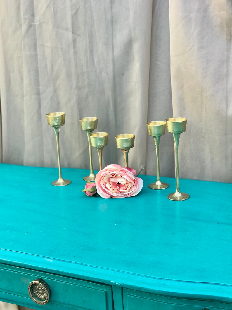 Set of 3 Beautiful Distressed Metallic Gold Mercury Glass - Etsy