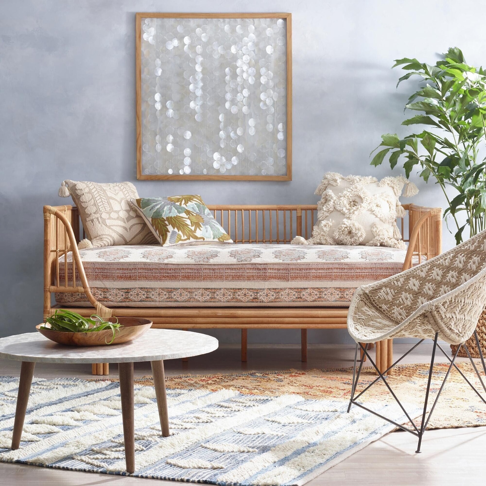 Rattan Daybed Frame Day Bohemian Style Bed Frame Statement - Etsy