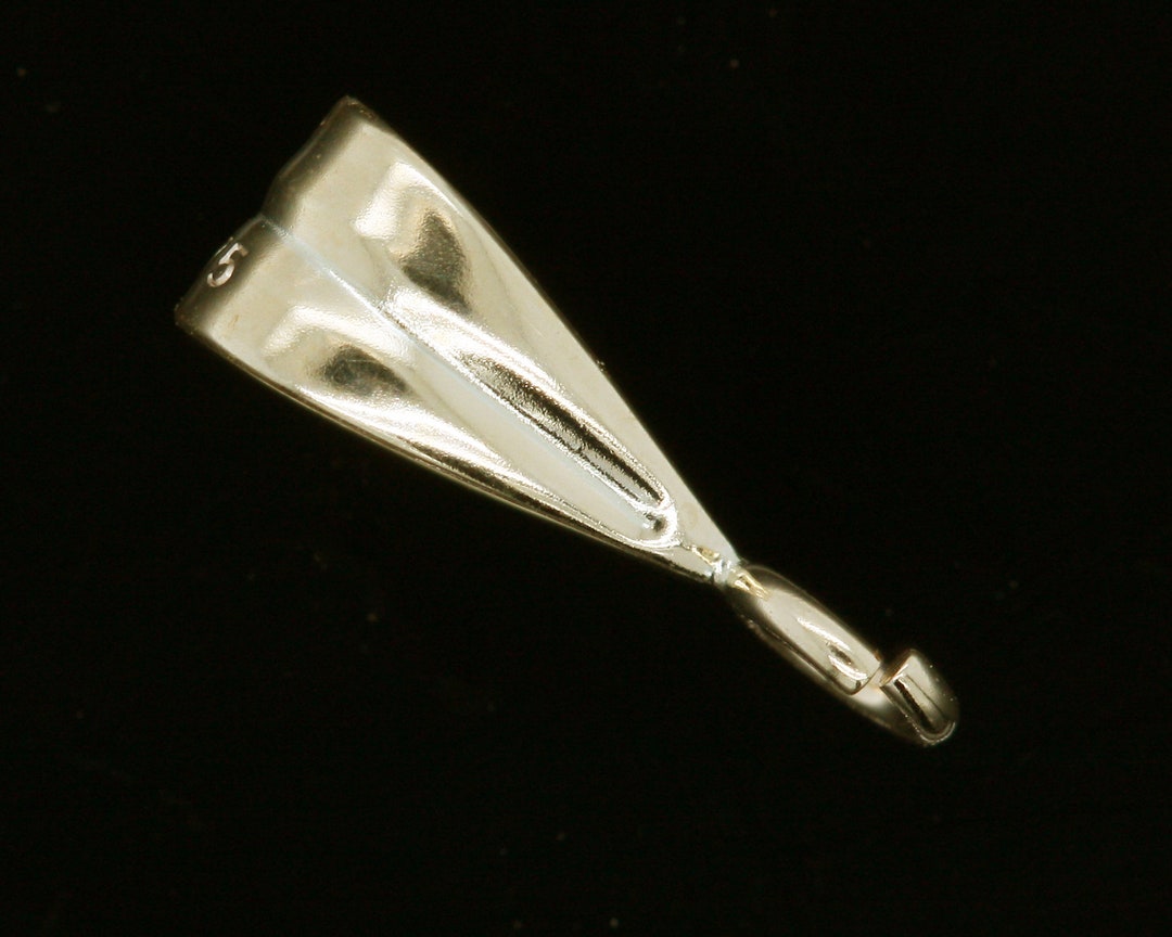Solid 9ct Yellow Gold Smooth Grooved Pendant Bail Bale With Open Ring ...