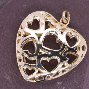 Large 9ct Yellow Gold Heart of Hearts Pendant Design British Made ...