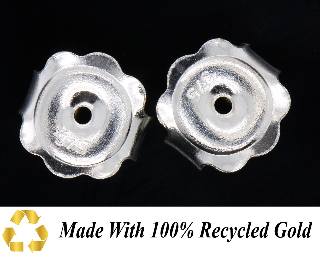 Extra Large 7mm 375 9ct White Gold Earring Backs Scrolls Butterfly 100% ...