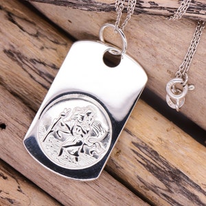 Sterling Silver Dog Tag St Saint Christopher Engravable Medallion Tags ...