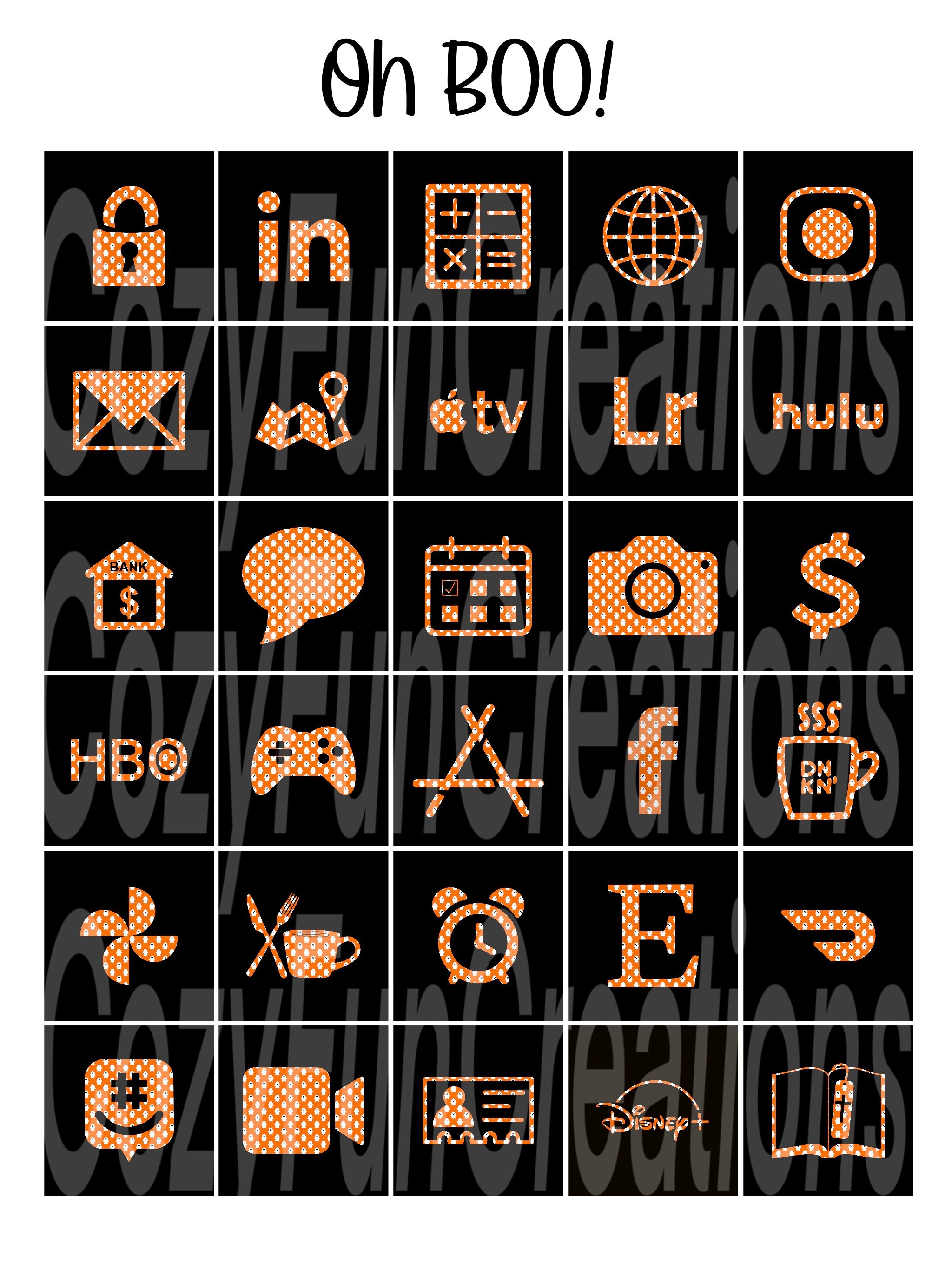 Oh BOO Ios App Icons Spooky Apple Aesthetic Icons Scary - Etsy