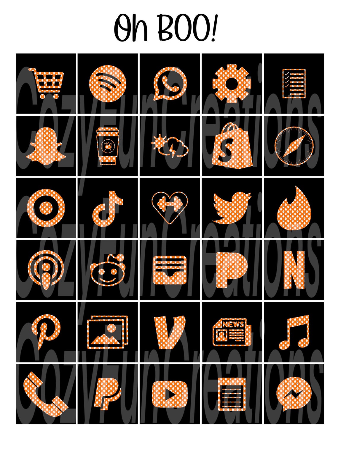 Oh BOO Ios App Icons Spooky Apple Aesthetic Icons Scary - Etsy