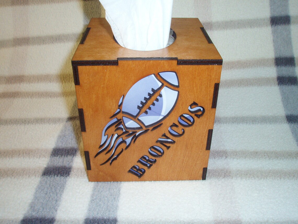 Laser-cut Tissue Box Cover Denver Broncos Football Theme - Etsy