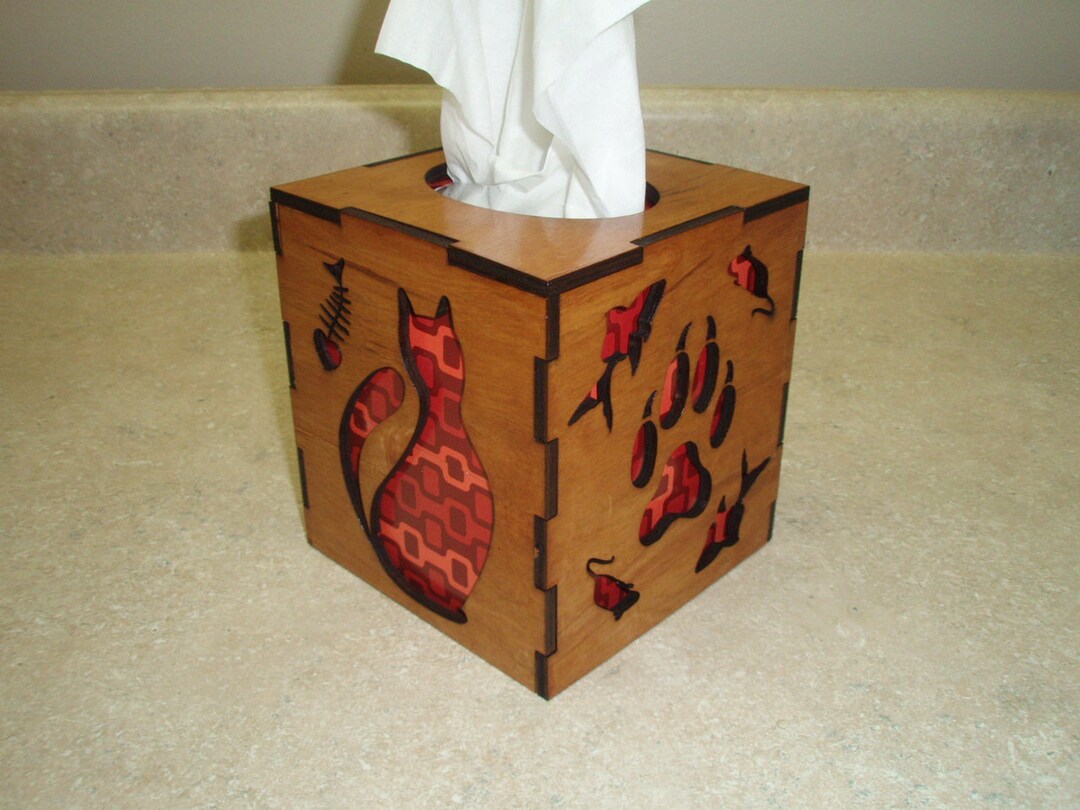 Laser-cut Tissue Box Cover - Cat Theme - Etsy