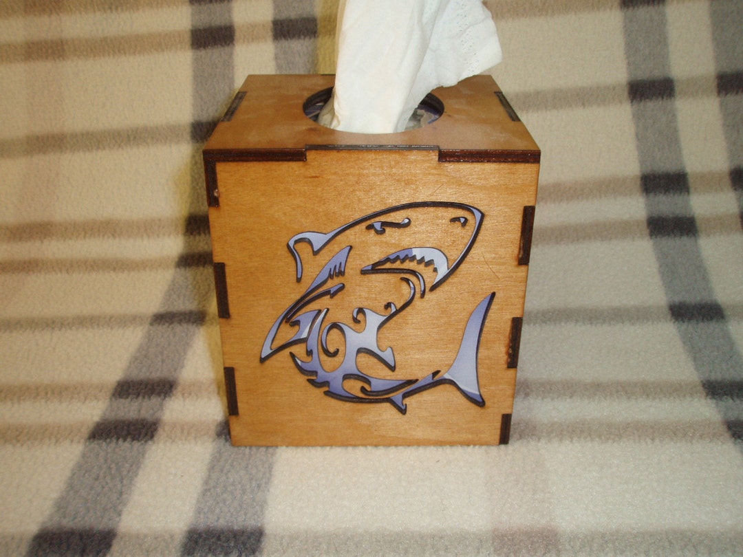 Laser-cut Tissue Box Cover - Shark Theme - Etsy