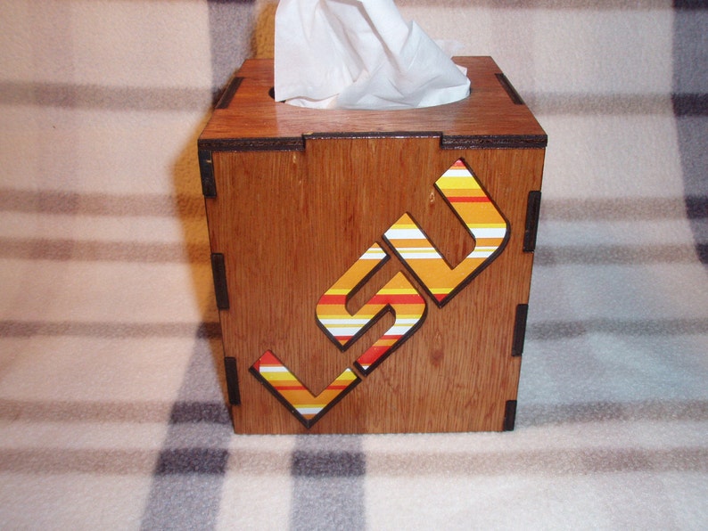 Laser-cut Tissue Box Cover LSU Tigers Football Theme - Etsy