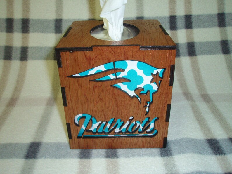 Laser-cut Tissue Box Cover New England Patriots Football | Etsy