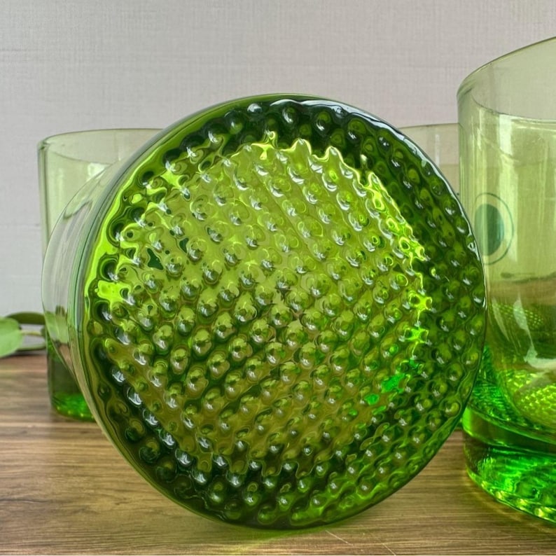 Mid-century Green Bullseye Glasses: Set of 4, Empoli Barware - Etsy