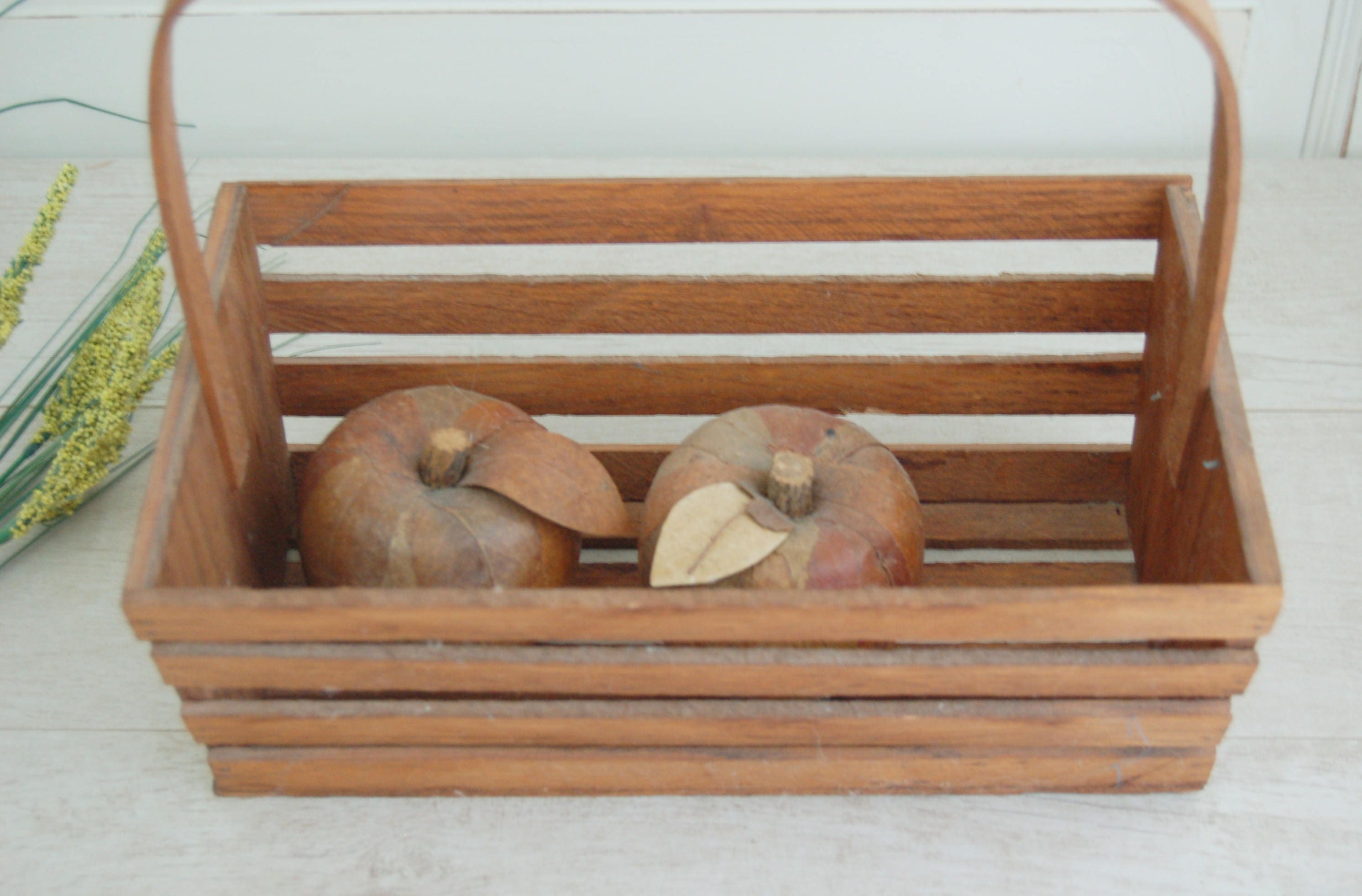 Wood Storage Basket Rustic Wood Basket Wooden Tote - Etsy