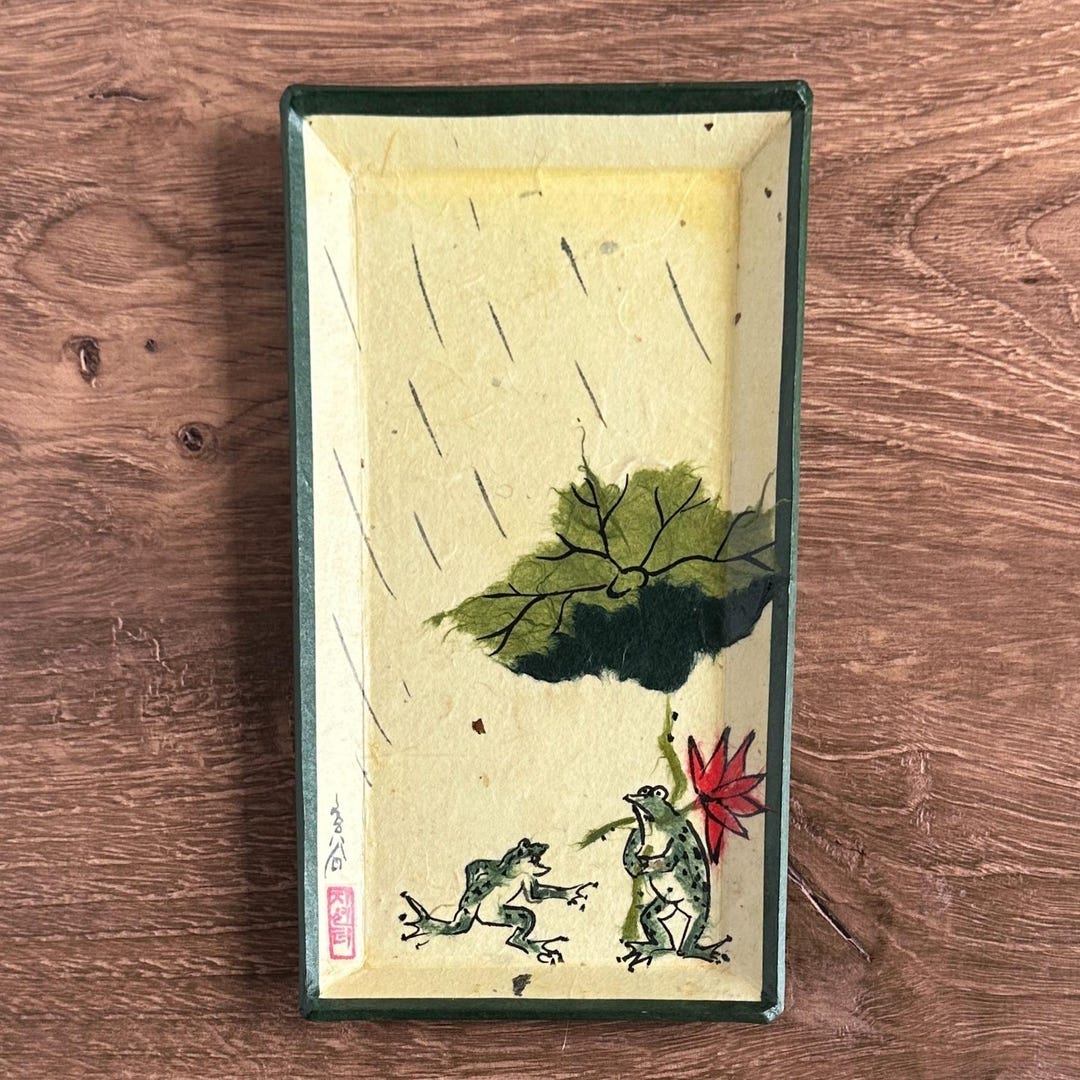 Japanese Paper Mache Tray With Hand Painted Frog and Flower Motif - Etsy