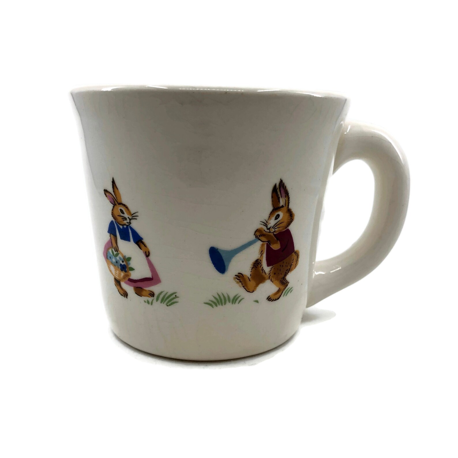 Vintage Ceramic Baby Mug With Bunny Rabbits, Nursery Babies Room Decor ...